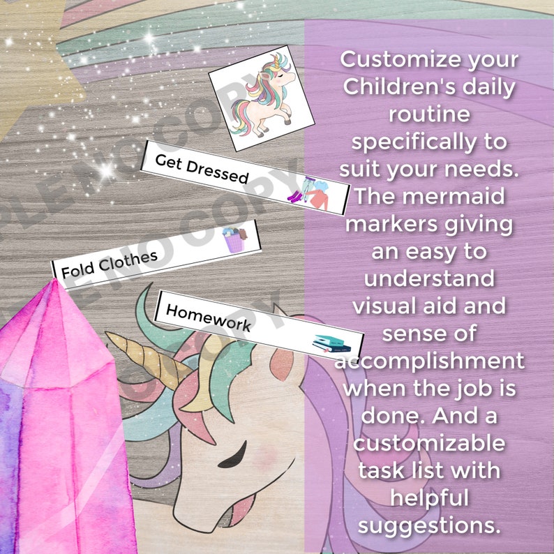 Kids Chore Chart Printable Unicorn Theme - Etsy