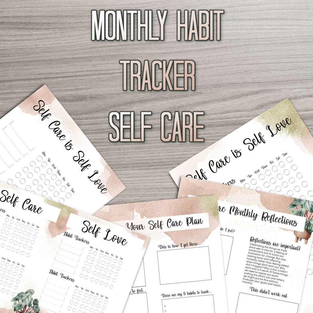 Monthly Habit Tracker & Self Care Printables | Bullet Journal Kit | A5 ...