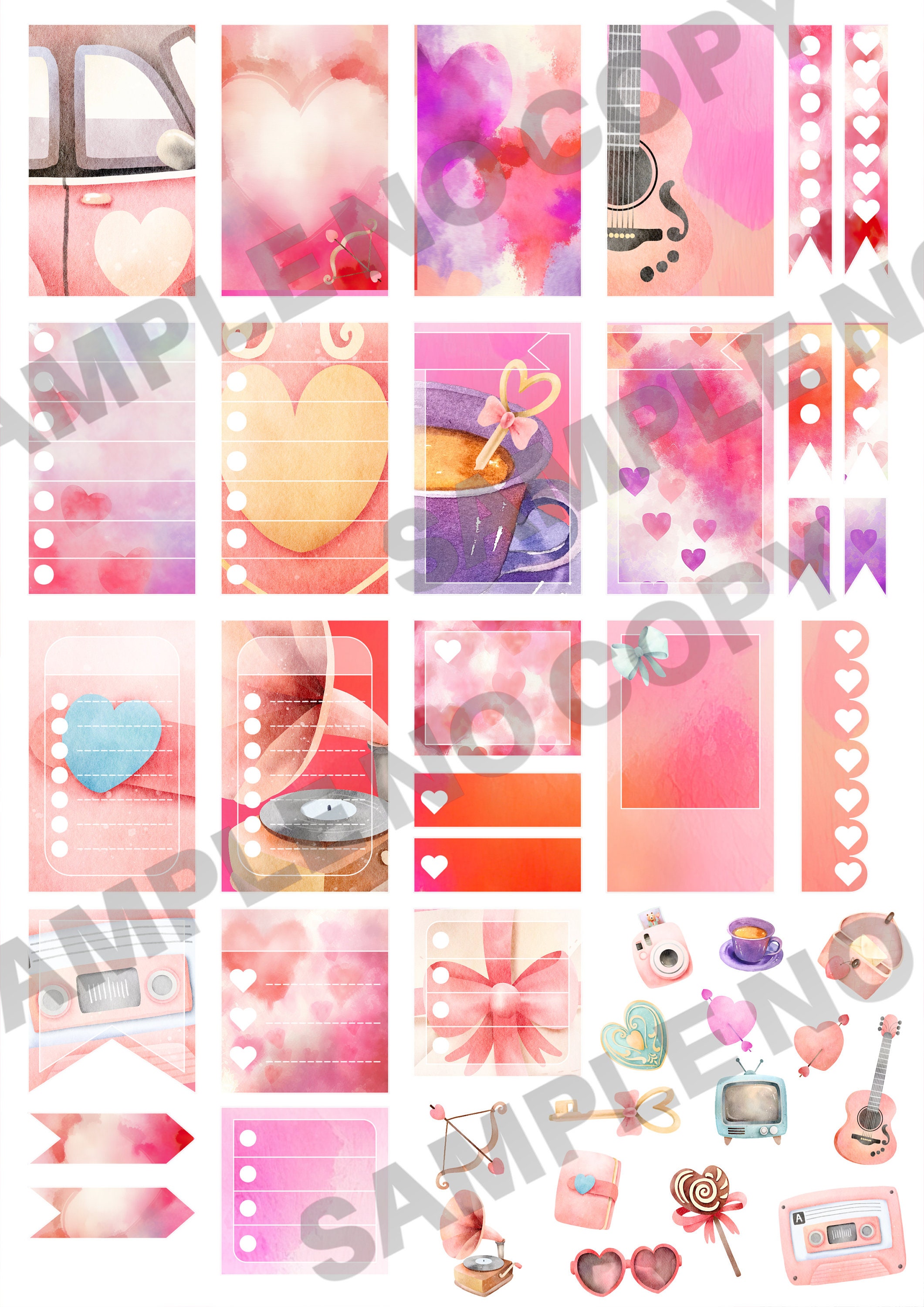 VALENTINE'S STICKER SPREAD Printable Digital Download - Etsy
