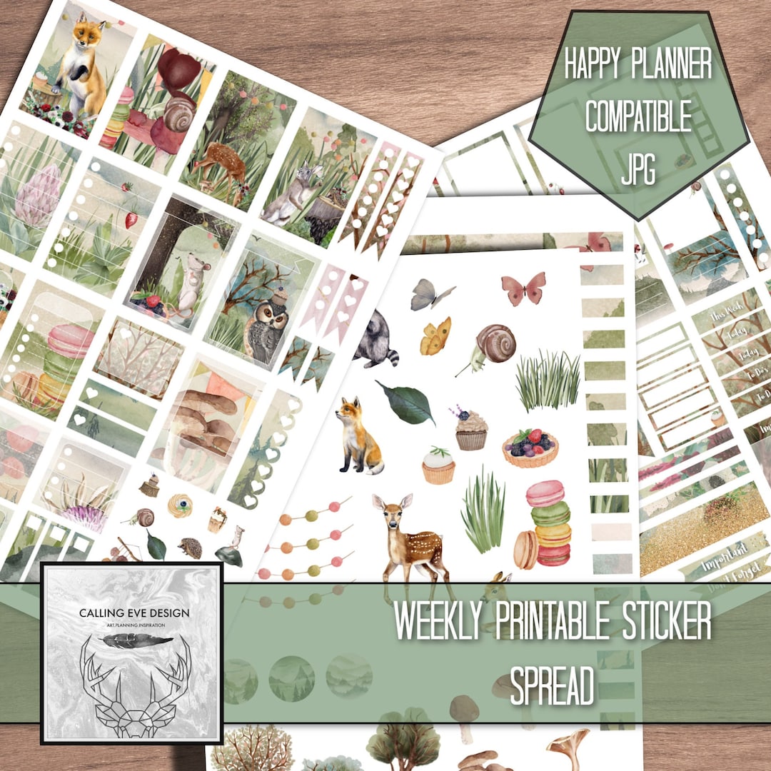Printable Sticker Spread - Woodland Animals - Etsy