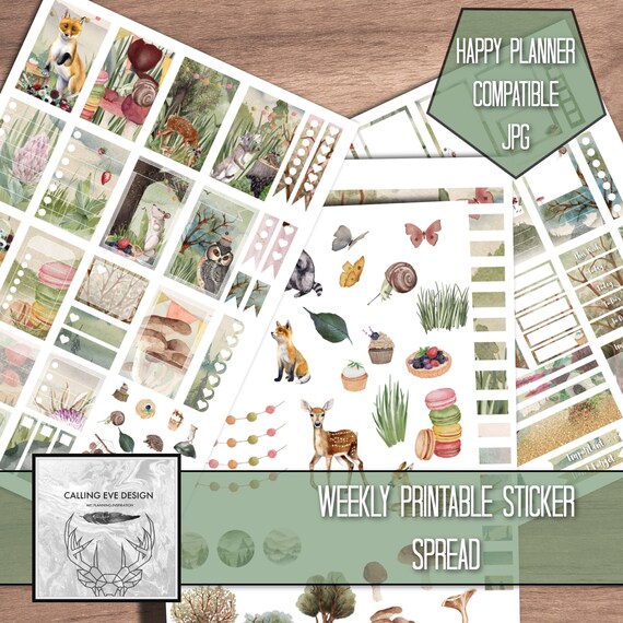 Printable Sticker Spread Woodland Animals - Etsy