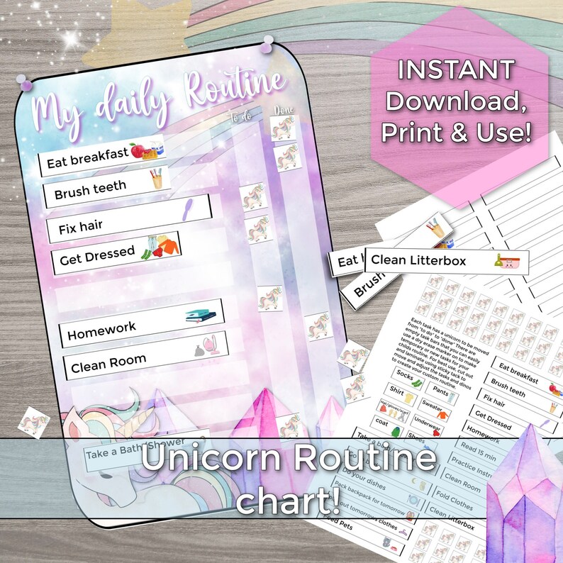 Kids Chore Chart Printable Unicorn Theme - Etsy