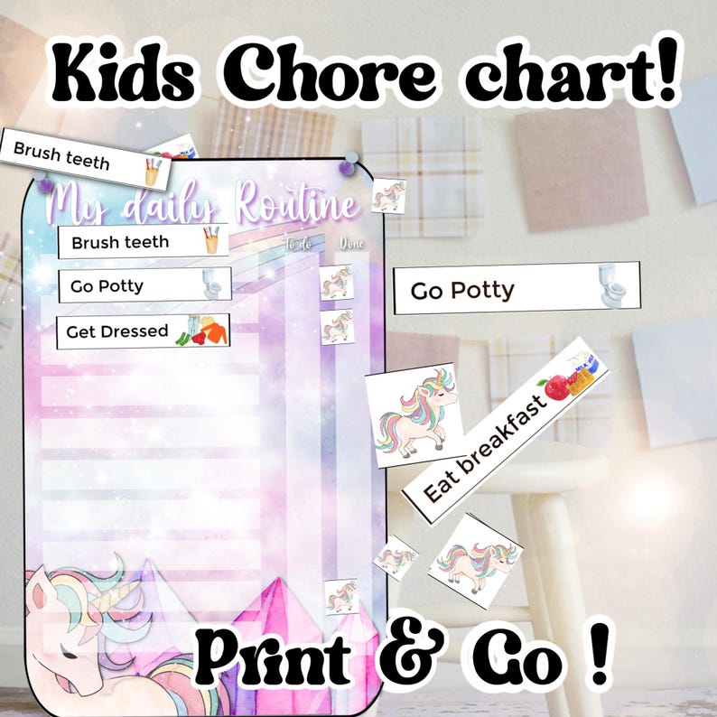Kids Chore Chart - Printable - Unicorn Theme - Etsy