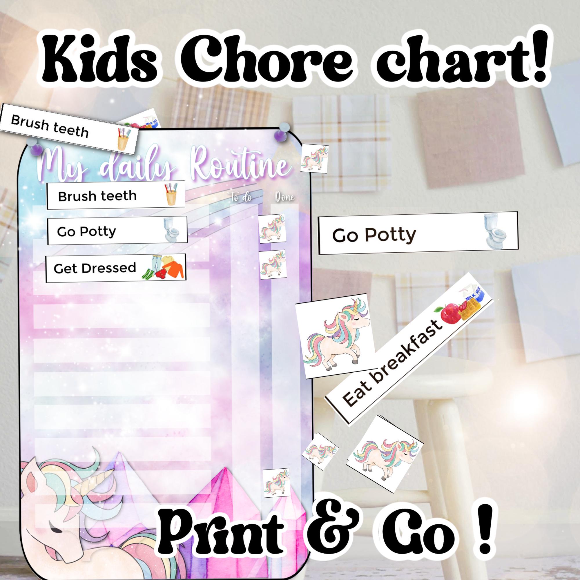Kids Chore Chart - Printable - Unicorn Theme - Etsy UK