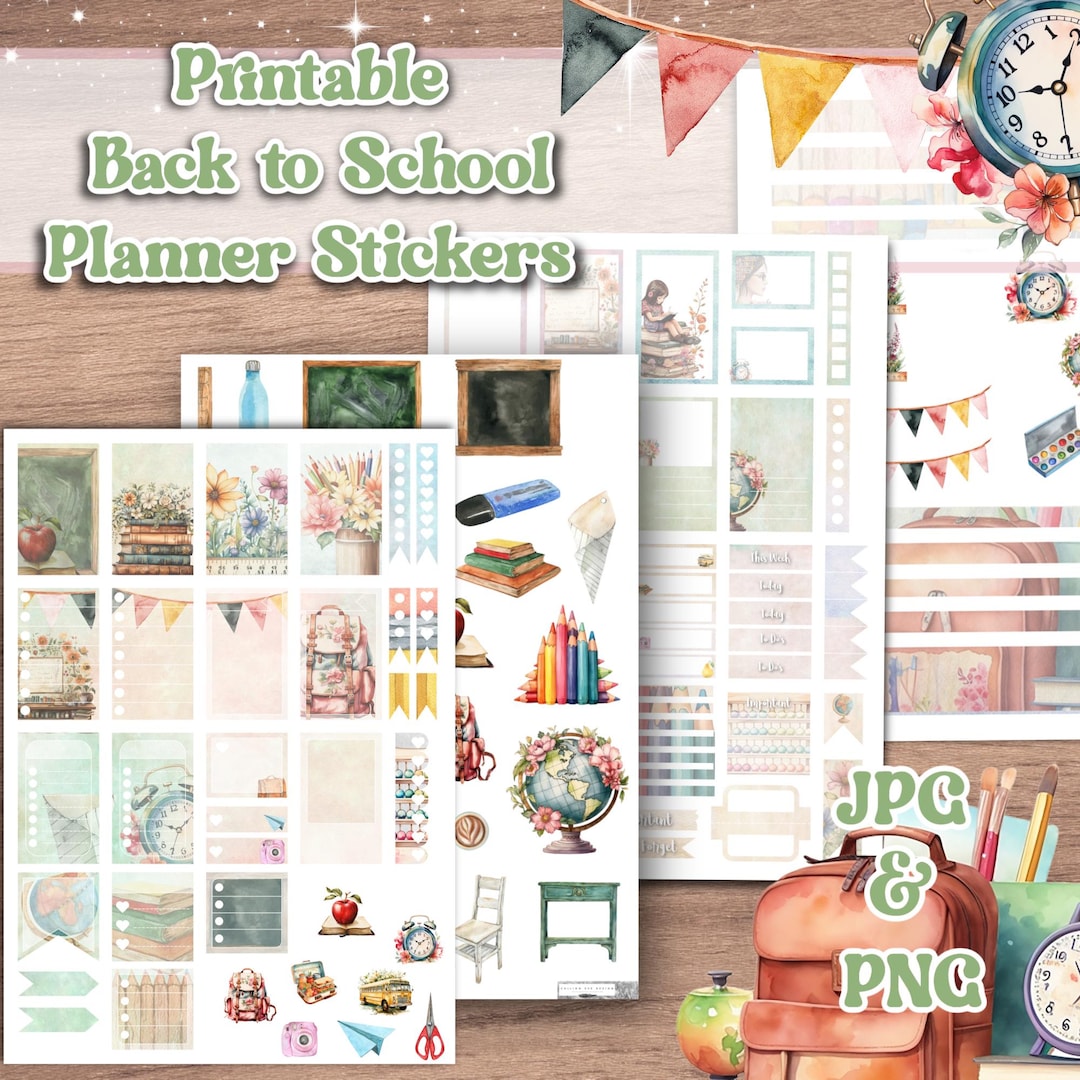 SCHOOL THEME - Printable Planner Stickers - Etsy