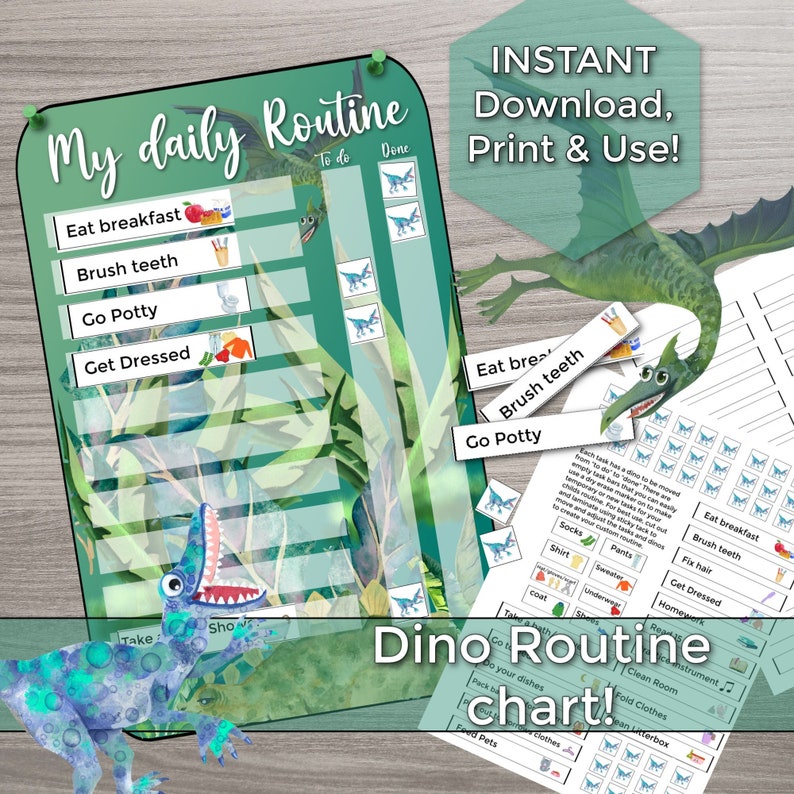 Kids Chore Chart - Printable - Dino Theme - Etsy