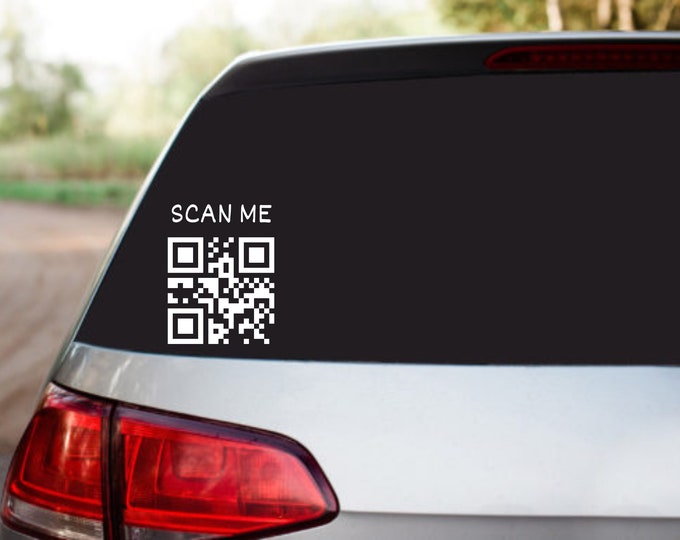 Custom QR Code and Line of Text Car Decals Weatherproof Business QR ...