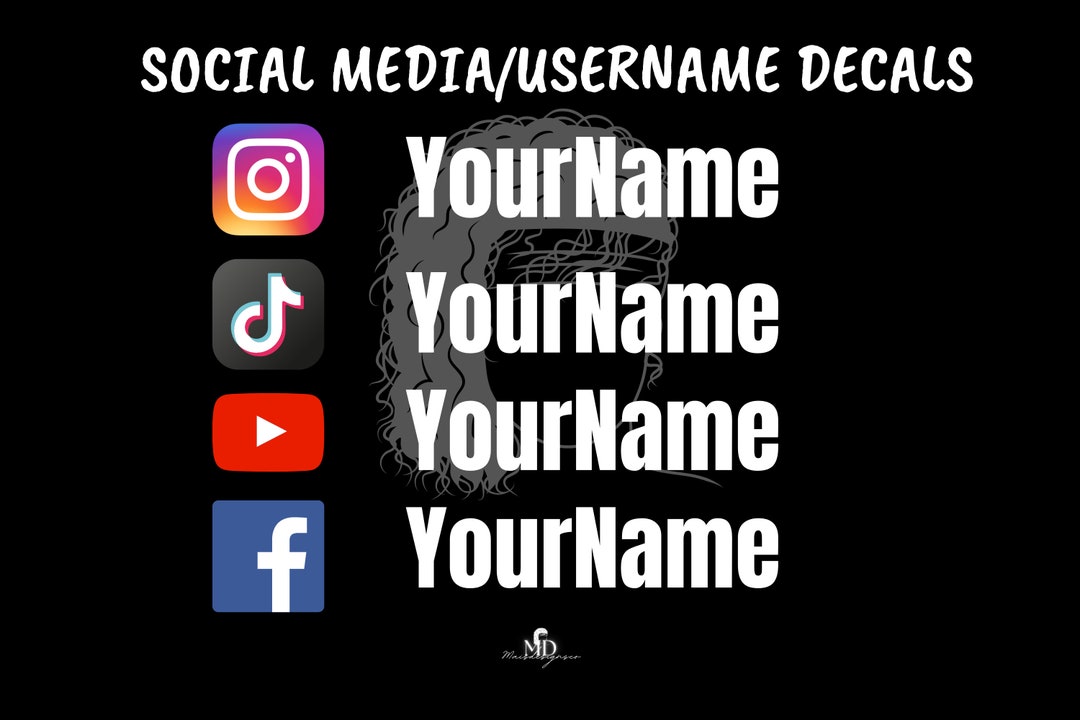 Username Decals | Social Media Logos | Social Media Decals | Car Window ...