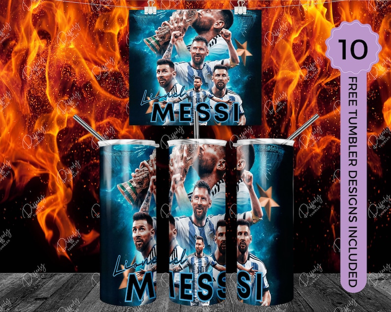 Lionel Messi 20oz Skinny Tumbler Wrap Sublimation Design, Messi 20oz ...