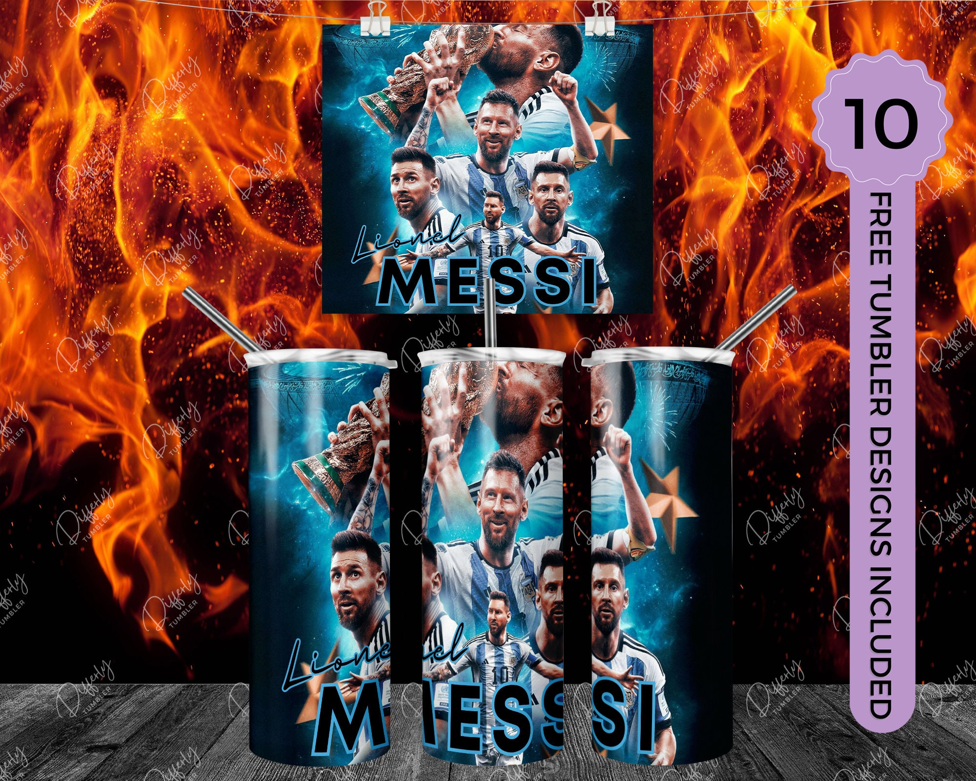 Lionel Messi 20oz Skinny Tumbler Wrap Sublimation Design, Messi 20oz ...