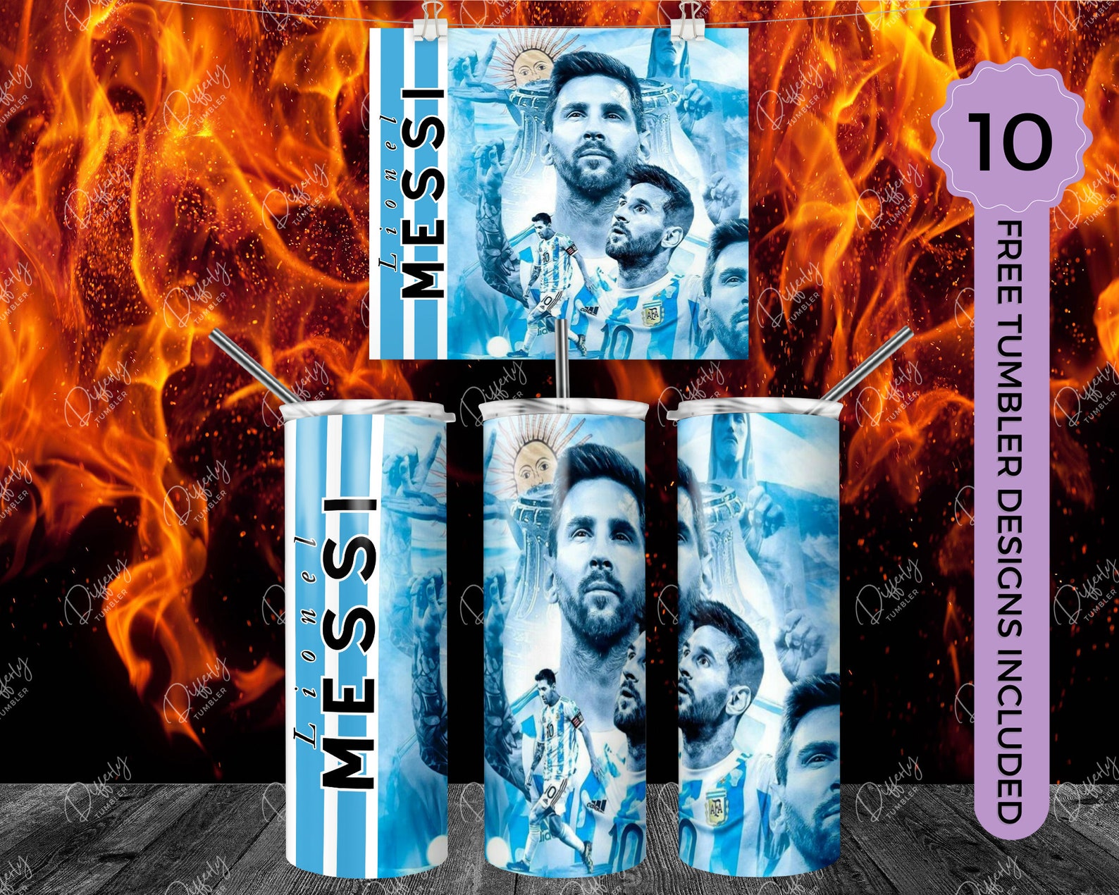 Lionel Messi 20oz Skinny Tumbler Wrap Sublimation Design, Messi 20oz ...