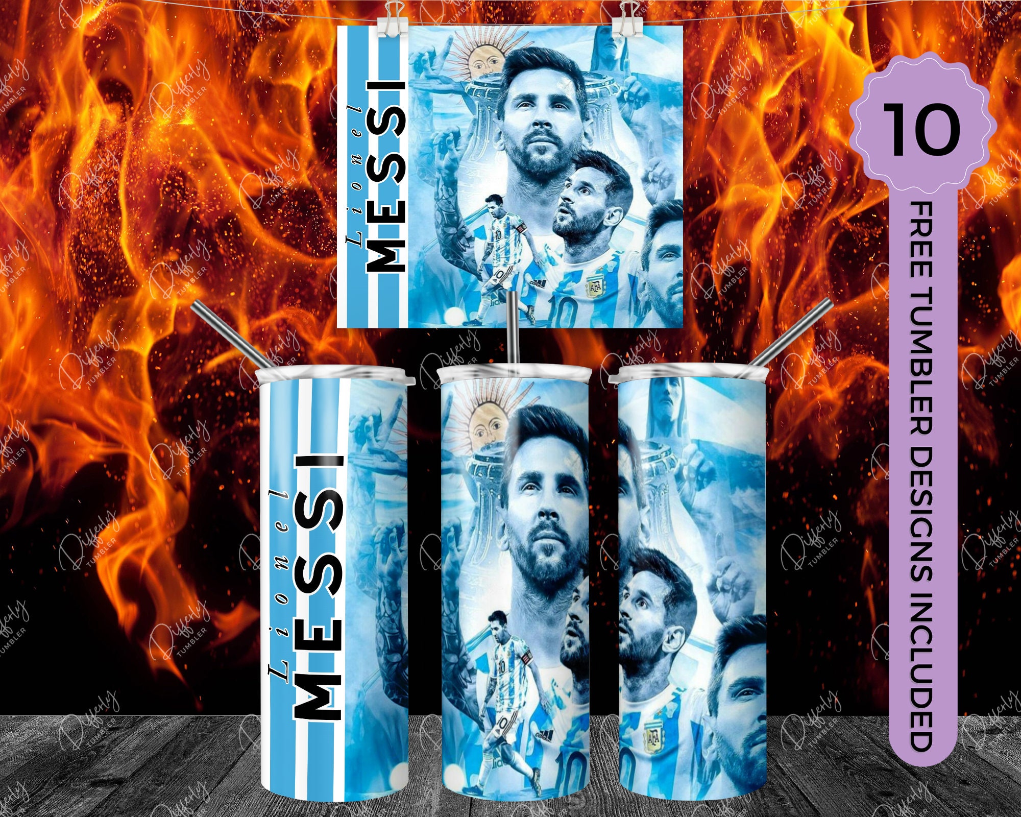 Lionel Messi 20oz Skinny Tumbler Wrap Sublimation Design, Messi 20oz ...