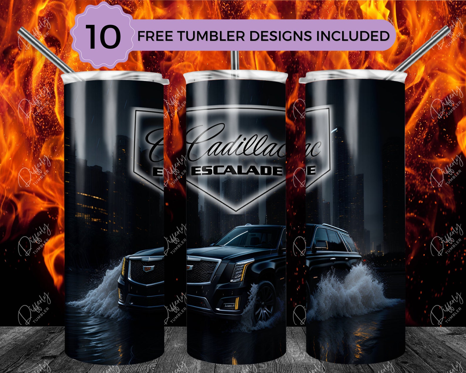 Escalade 20oz Skinny Tumbler Wrap Sublimation Design, Black Escalade ...