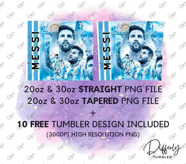 Lionel Messi 20oz Skinny Tumbler Wrap Sublimation Design, Messi 20oz ...