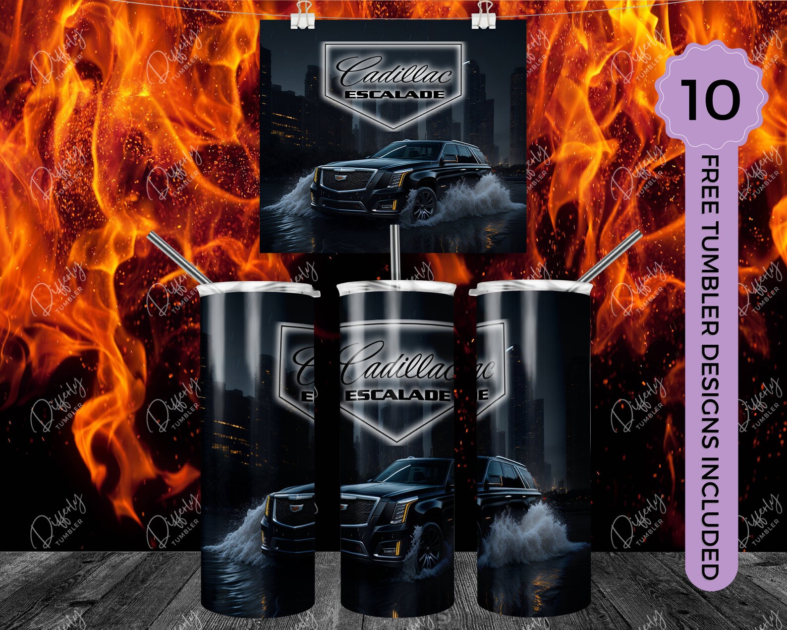 Escalade 20oz Skinny Tumbler Wrap Sublimation Design, Black Escalade ...