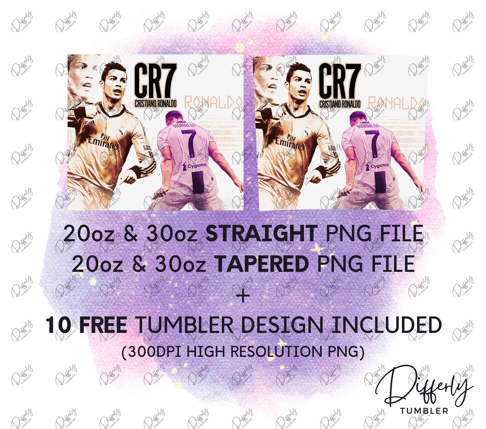 Cristiano Ronaldo 20oz Skinny Tumbler Wrap Sublimation Design, CR7 20oz ...