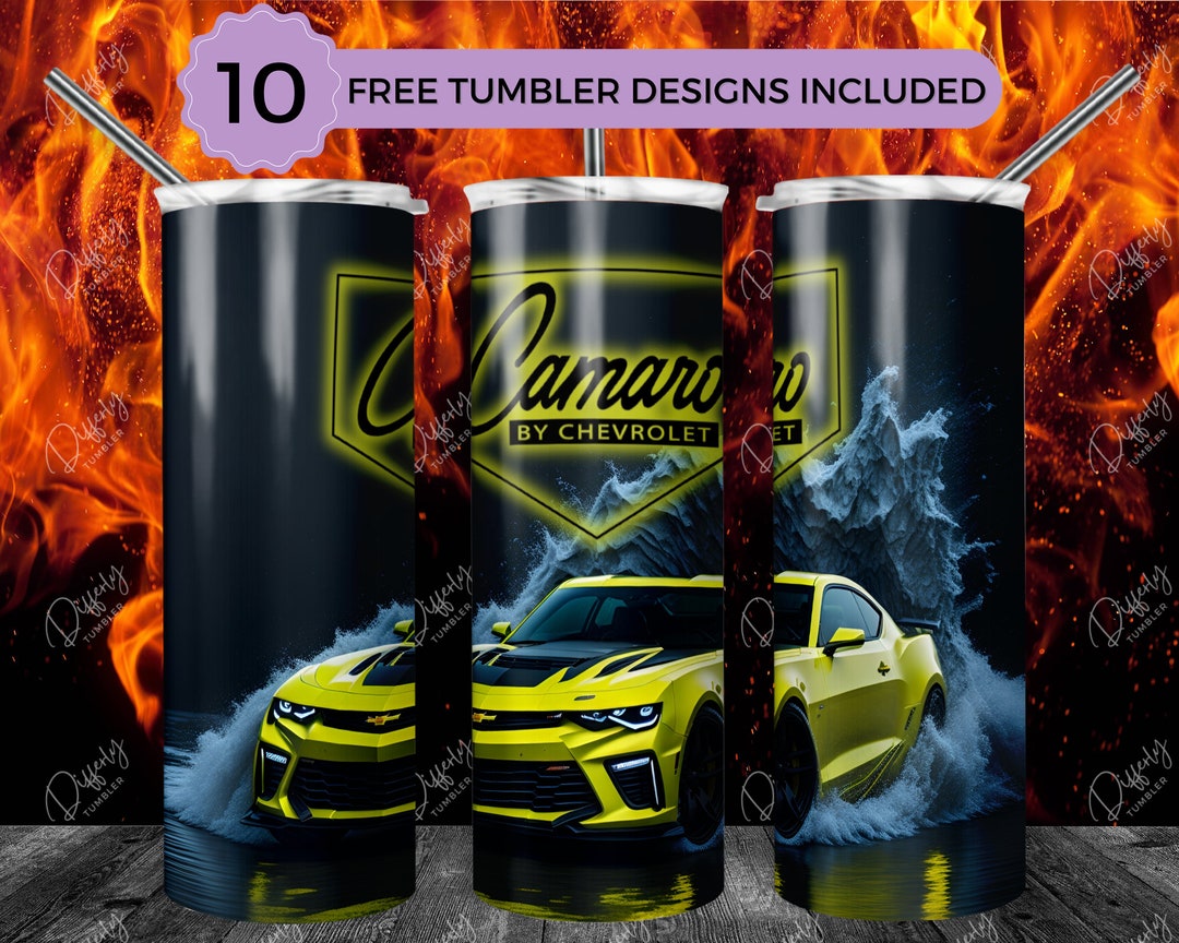 Chevrolet Camaro SS 20oz Skinny Tumbler Wrap Sublimation Design, Orange ...