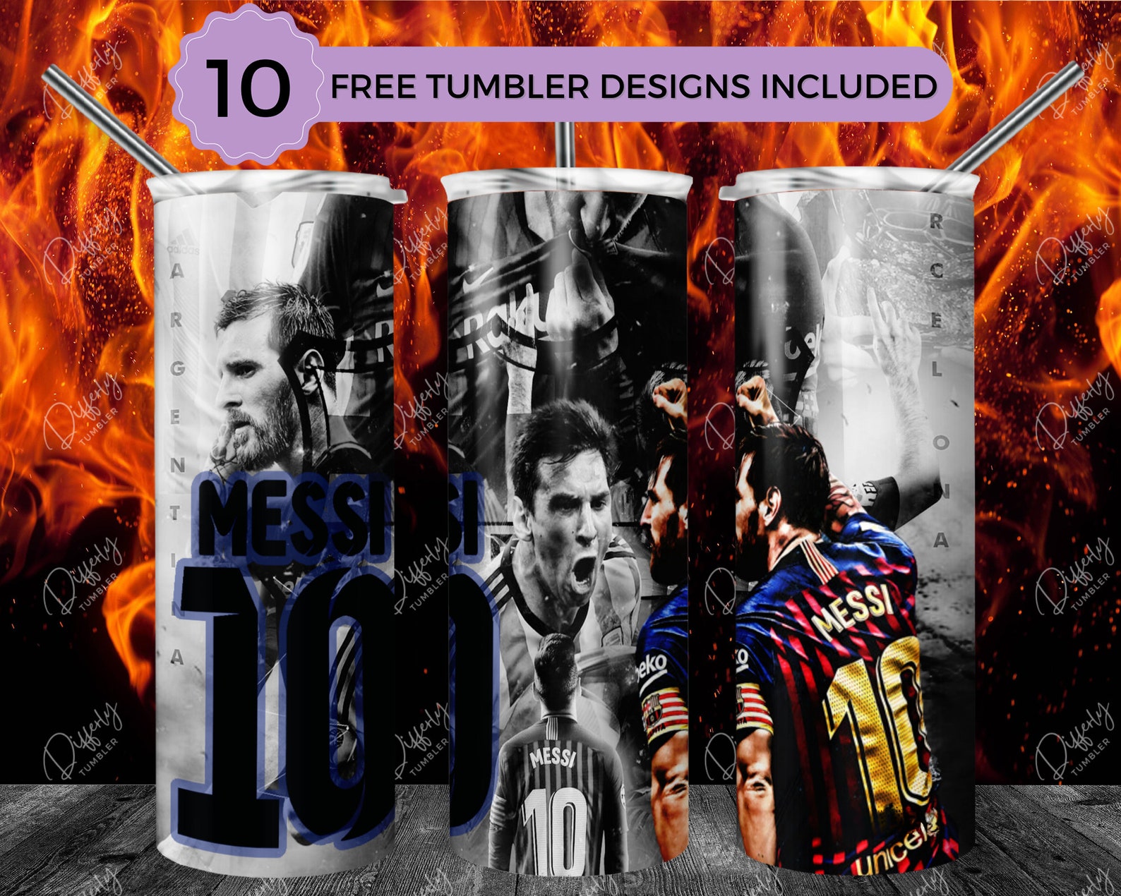 Lionel Messi 20oz Skinny Tumbler Wrap Sublimation Design, Messi 20oz ...
