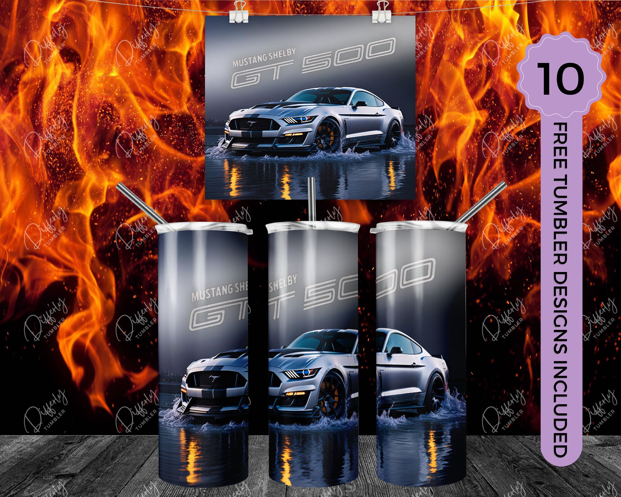 2022 Mustang Shelby GT500 20oz Skinny Tumbler Wrap Sublimation Design ...