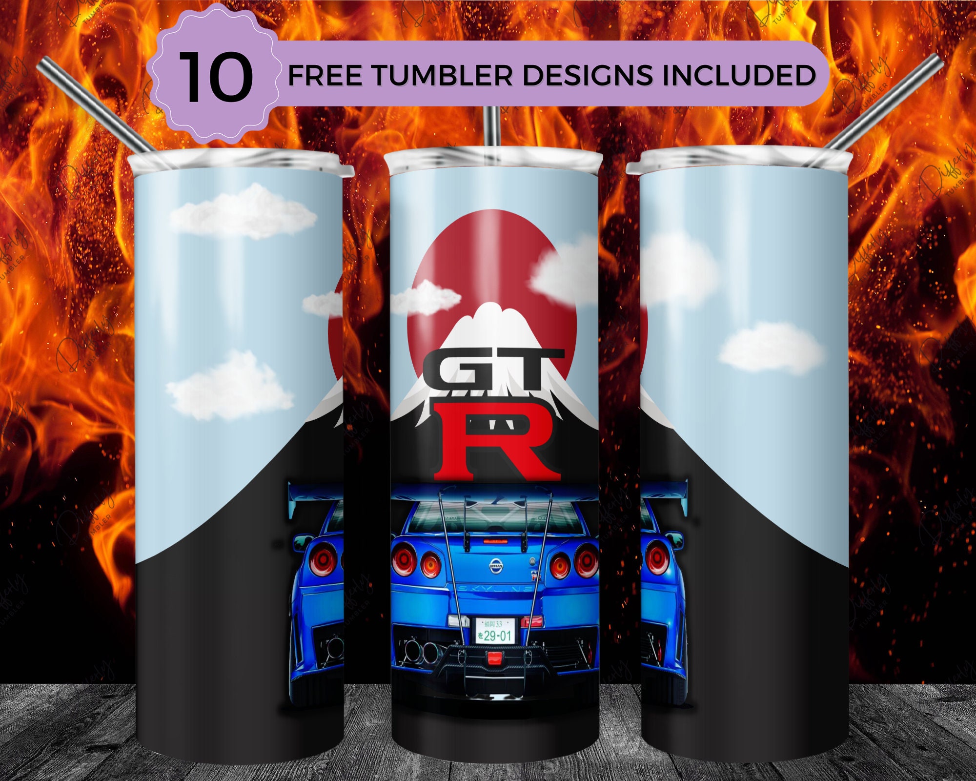 Nissan GTR R34 20oz Tumbler Wrap, GTR R34 20oz Skinny Tumbler Wrap ...