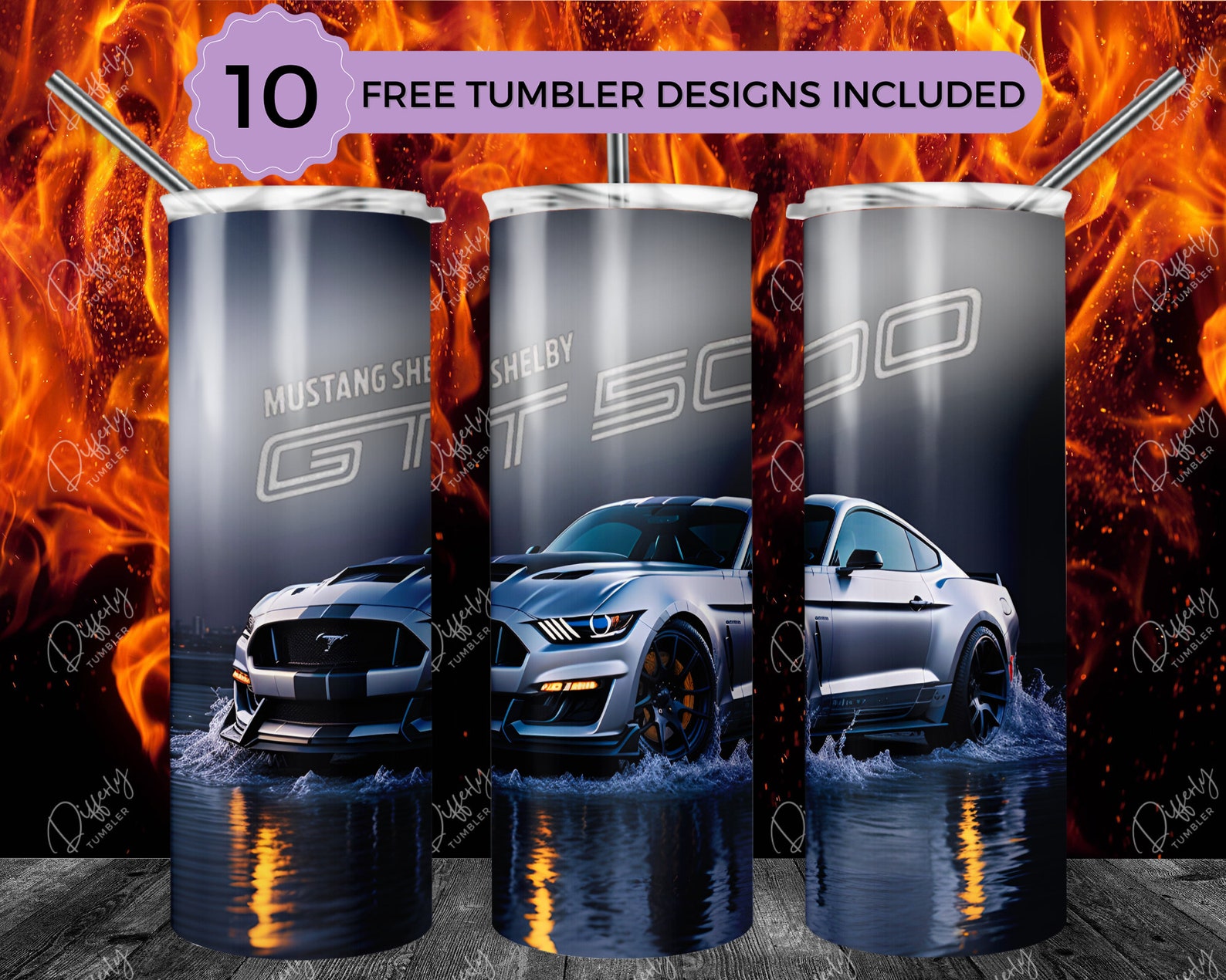 2022 Mustang Shelby GT500 20oz Skinny Tumbler Wrap Sublimation Design ...