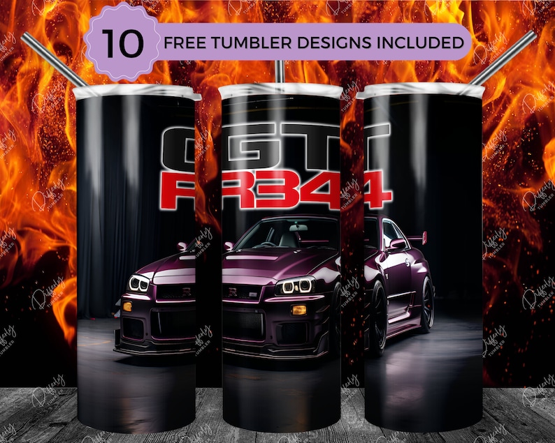 1999 Nissan GTR R34 20oz Skinny Tumbler Wrap Sublimation Design ...