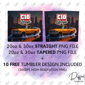 1972 Chevrolet C10 20oz Skinny Tumbler Wrap Sublimation Design, Orange ...