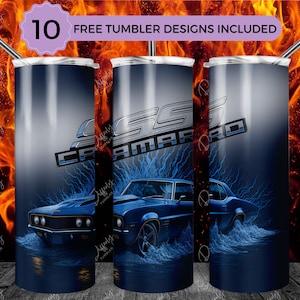 1969 Chevrolet Camaro SS 20oz Skinny Tumbler Wrap Sublimation Design ...
