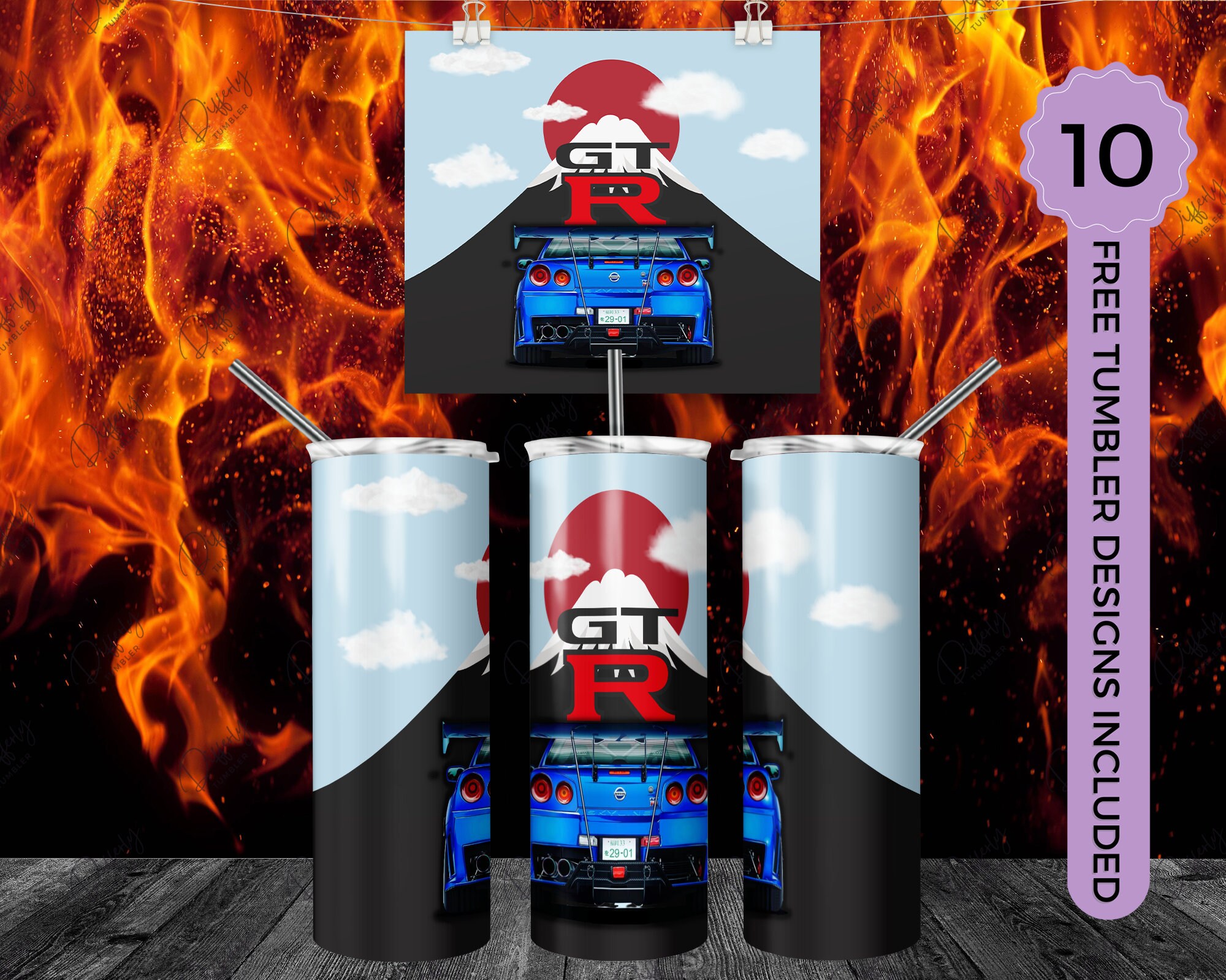 Nissan GTR R34 20oz Tumbler Wrap, GTR R34 20oz Skinny Tumbler Wrap ...