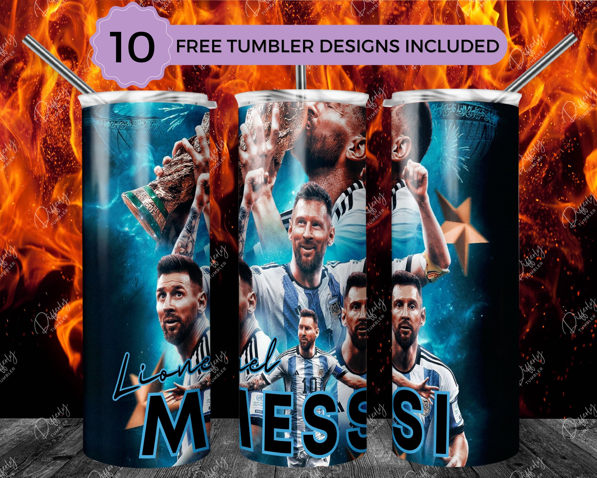 Lionel Messi 20oz Skinny Tumbler Wrap Sublimation Design, Messi 20oz ...