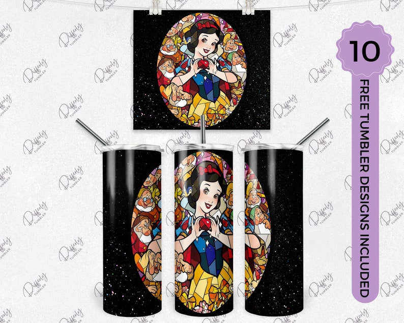 Snow White Stained Glass 20oz Tumbler Wrap Snow White Stained Etsy