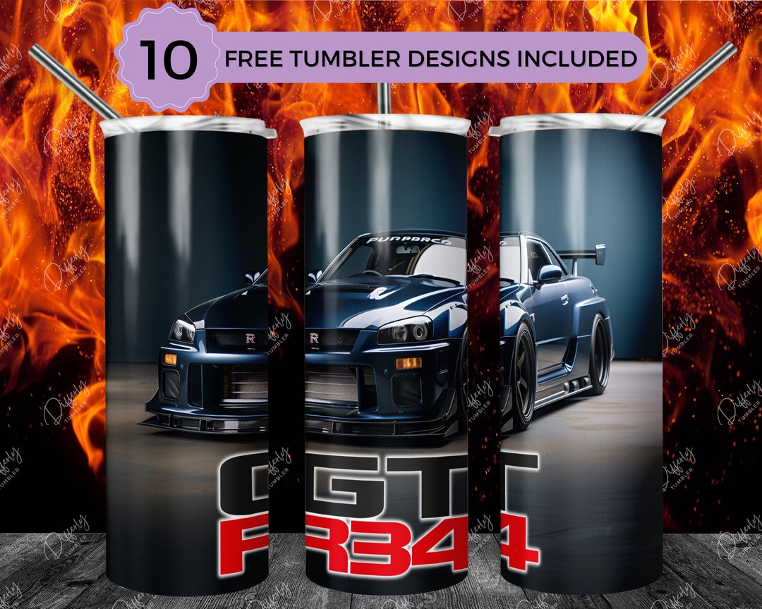 1999 Nissan GTR R34 20oz Skinny Tumbler Wrap Sublimation Design, Dark ...