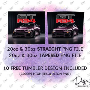 1999 Nissan GTR R34 20oz Skinny Tumbler Wrap Sublimation Design ...