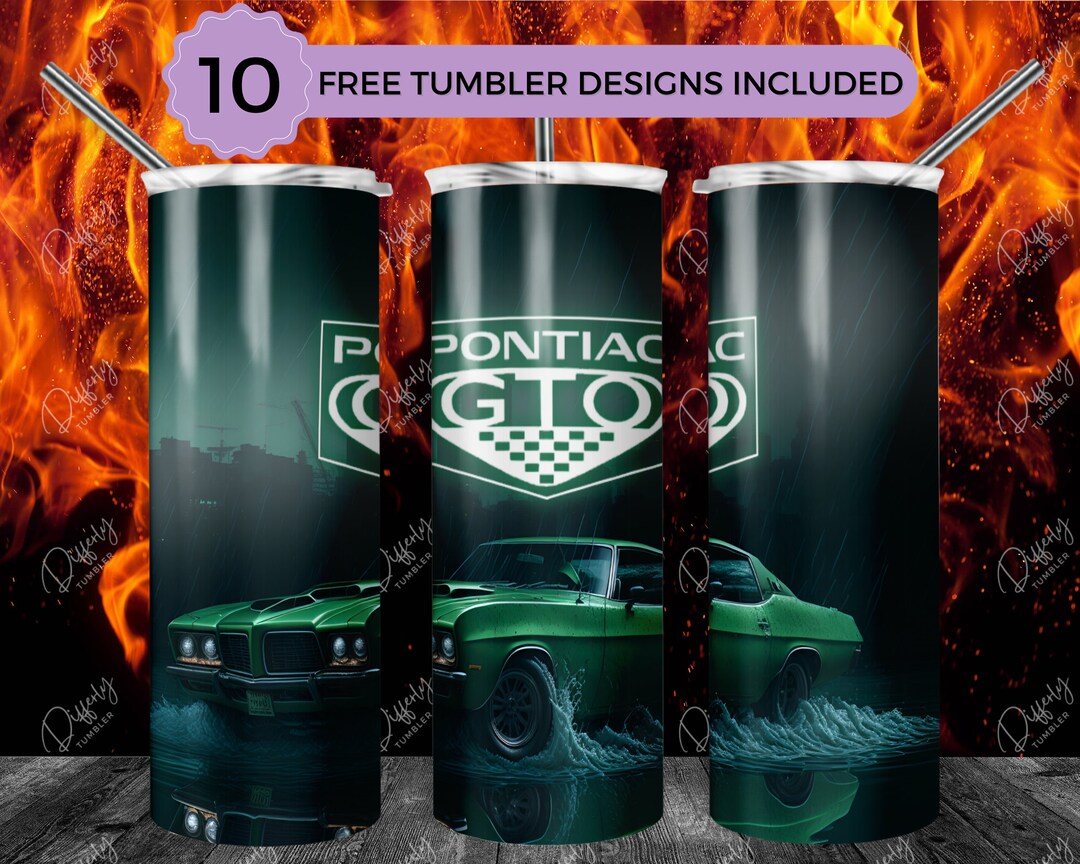 1972 Pontiac GTO 20oz Skinny Tumbler Wrap Sublimation Design, Green GTO ...