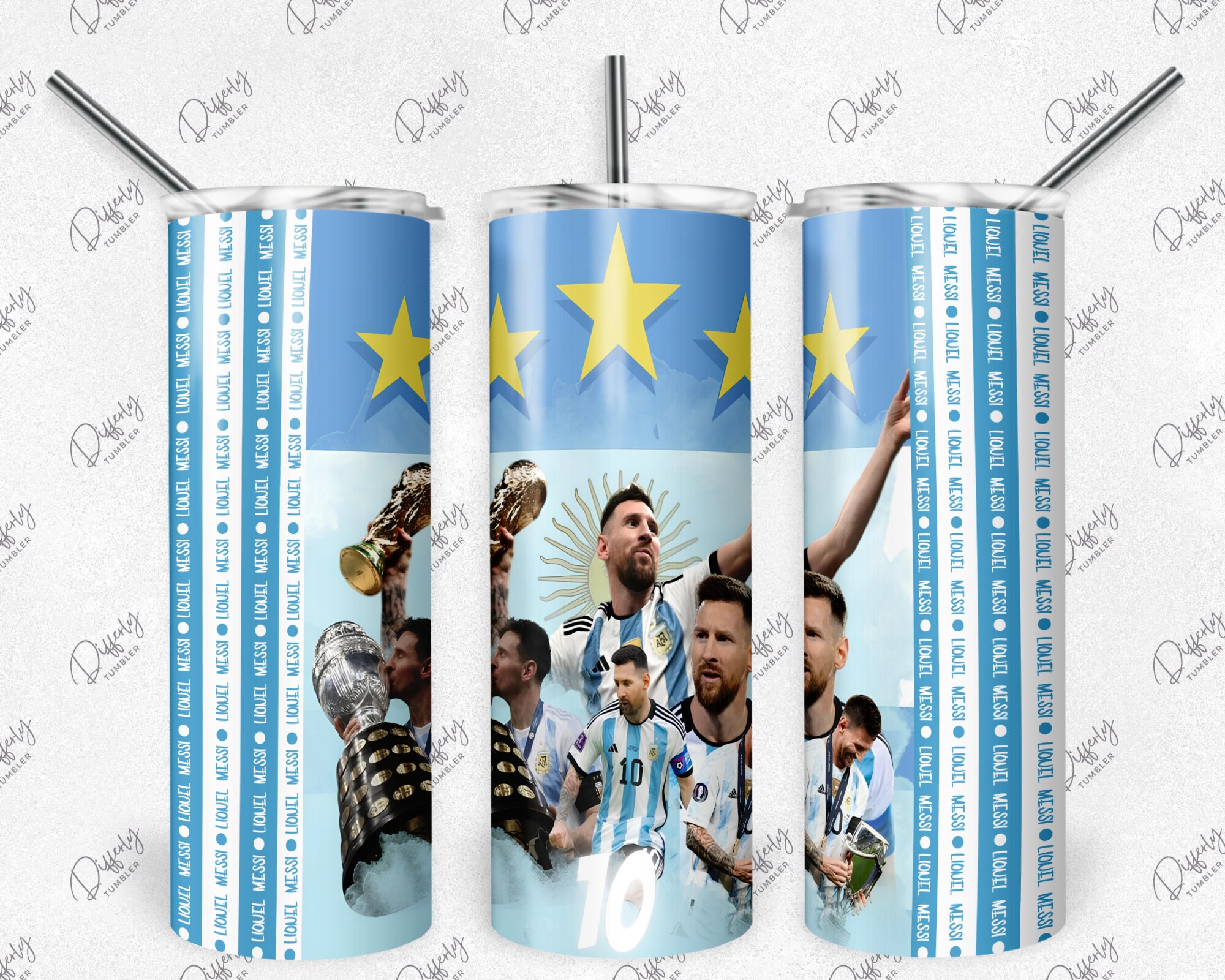 5 Lionel Messi Bundle 20oz Skinny Tumbler Wrap Sublimation Design ...