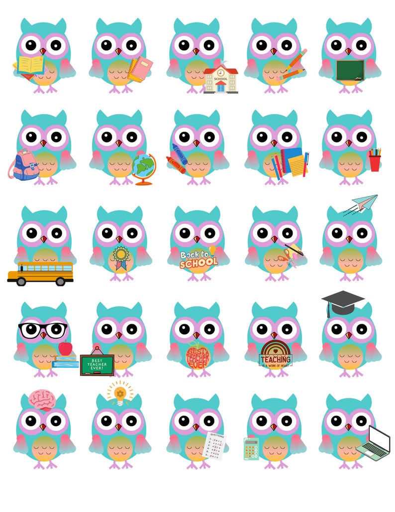 25 Back to School Digital Stickers for Digital Planners Digital Owl ...