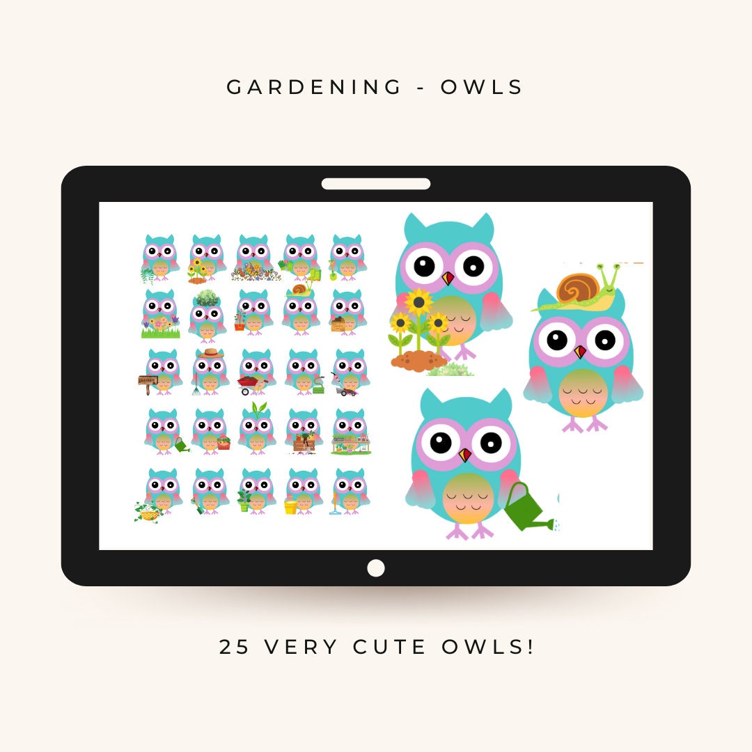 Owl Digital Sticker Pack Clip Art Set of Owls Cute Owl Clipart Owl Clip ...