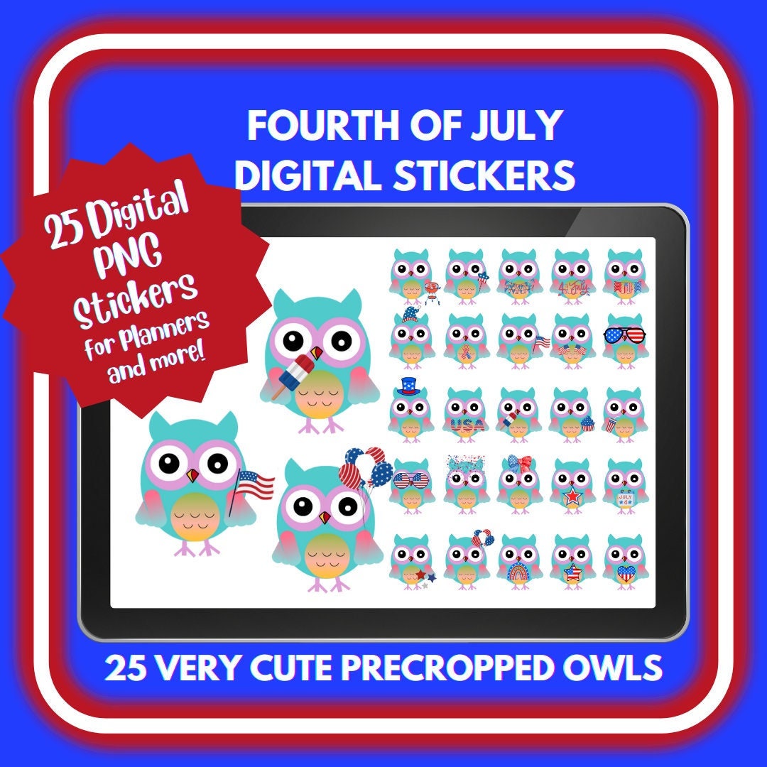 25 Fourth of July Digital Stickers for Digital Planners | 4th of July ...