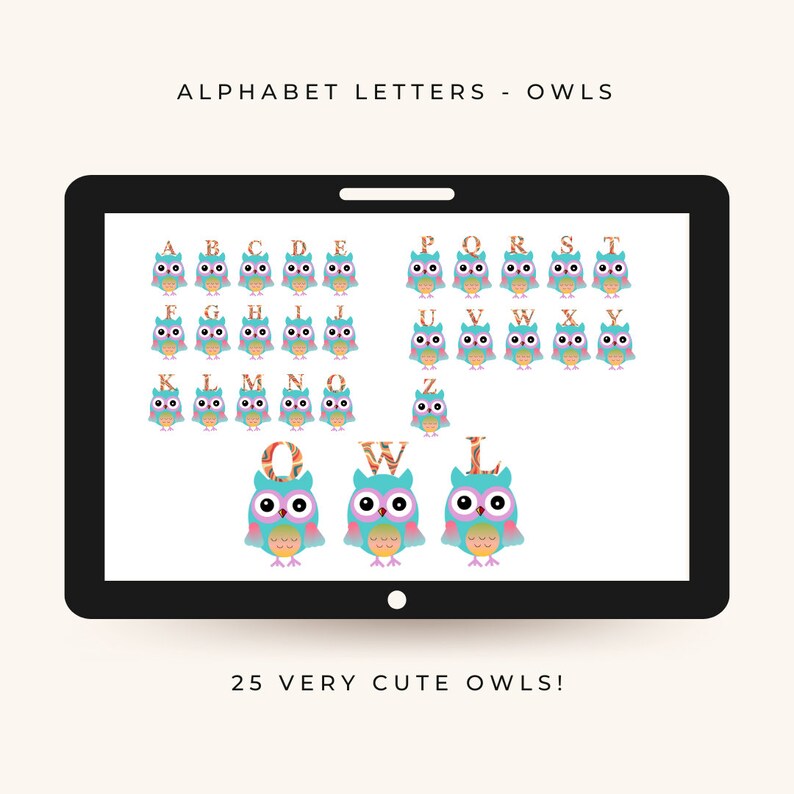 Owl Digital Sticker Pack | Clip Art Set of Owls | Cute Owl Clipart ...