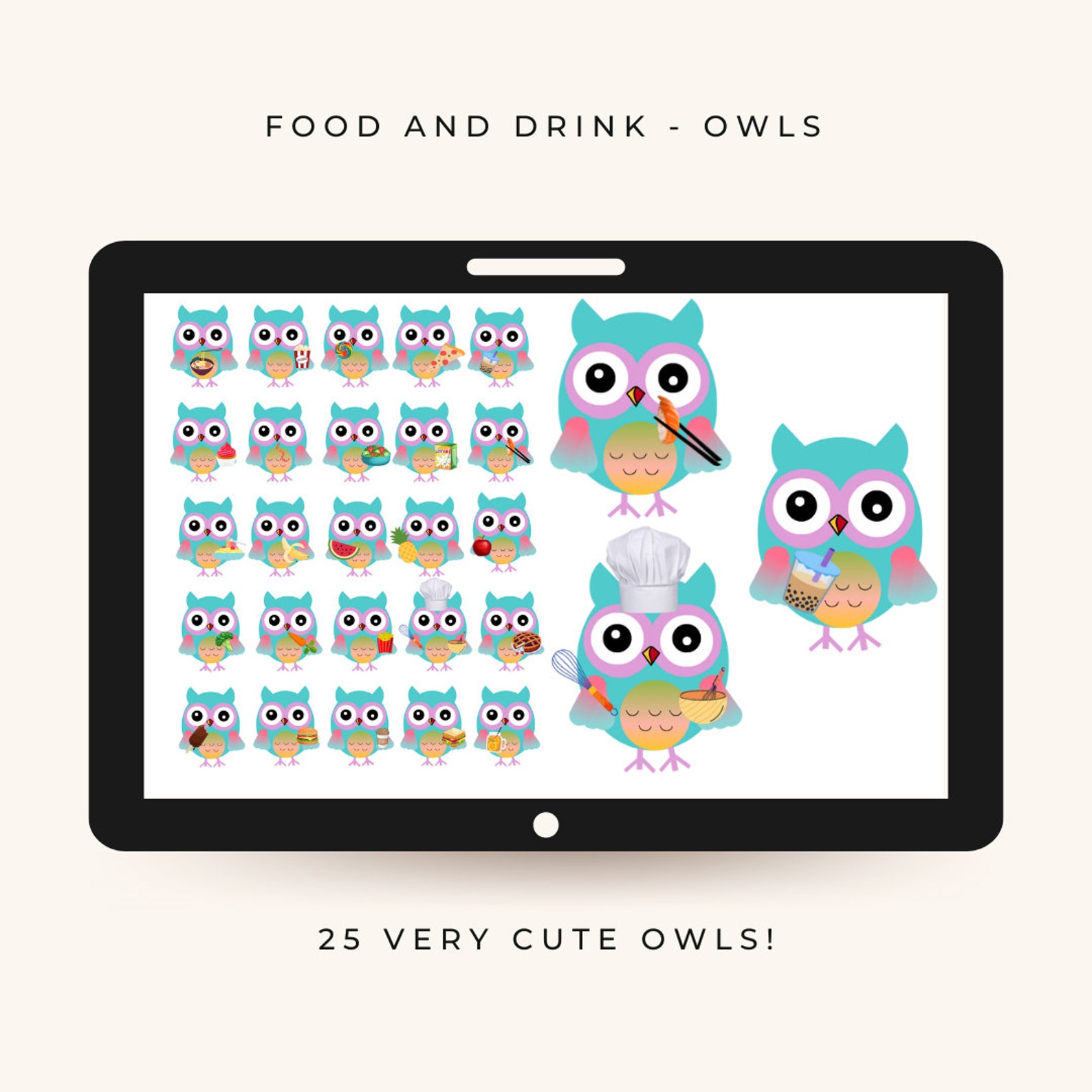 25 Food & Drink Digital Stickers for Digital Planners | Digital Owl ...