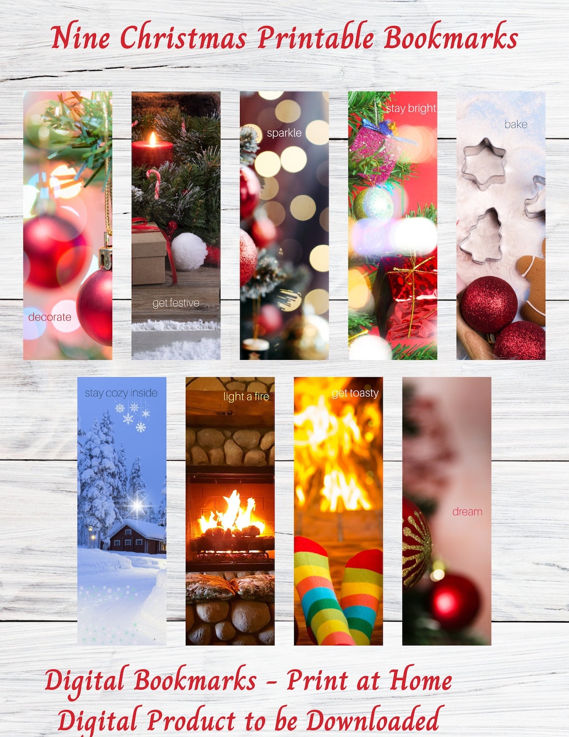 Christmas Printable Bookmarks Christmas Bookmarks to Print - Etsy