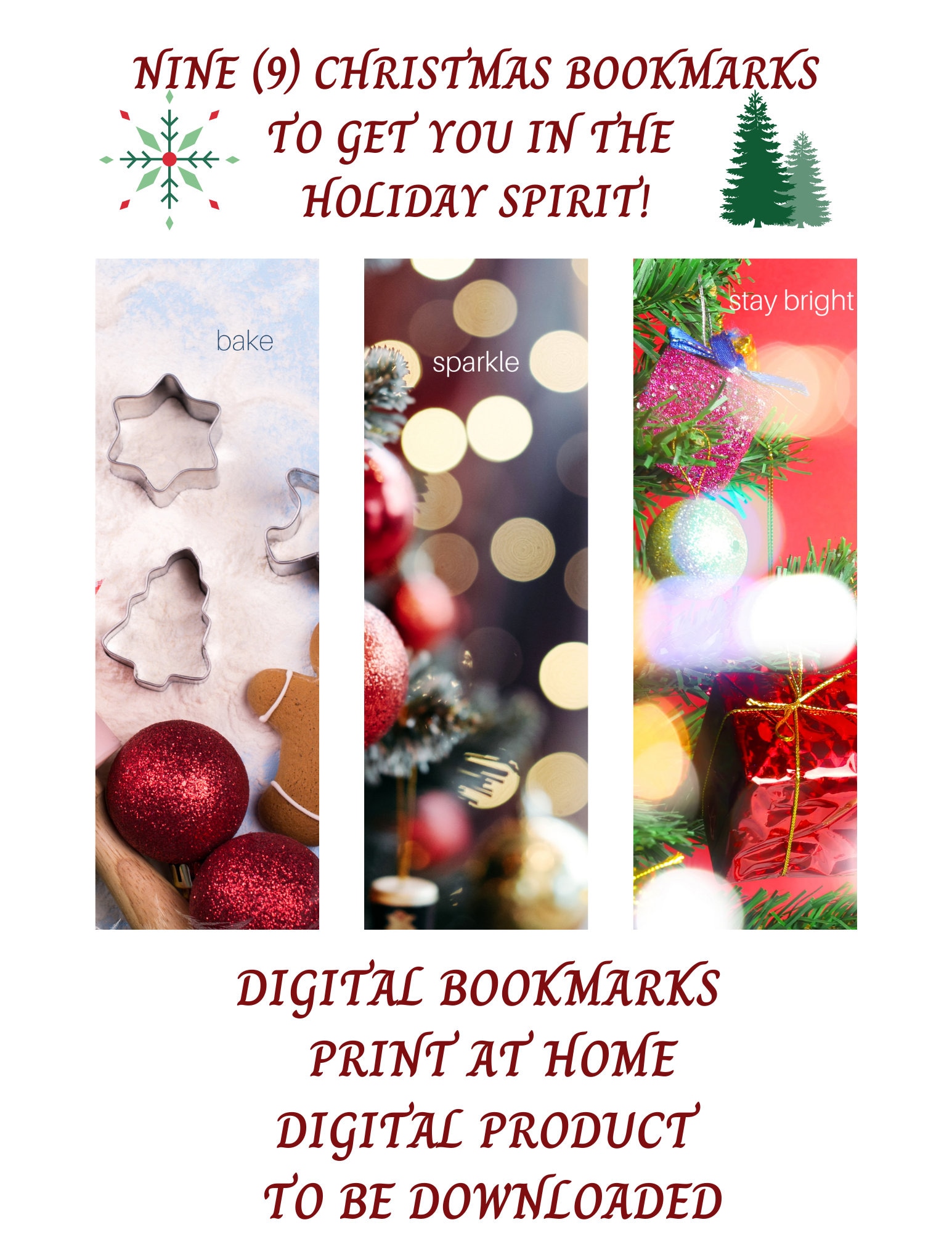 Christmas Printable Bookmarks Christmas Bookmarks to Print - Etsy