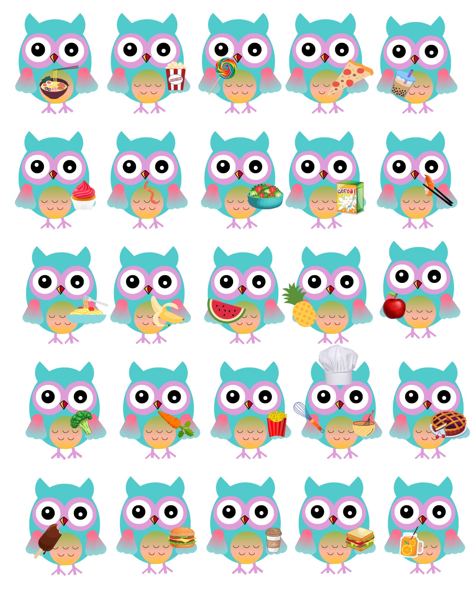 25 Food & Drink Digital Stickers for Digital Planners Digital Owl ...