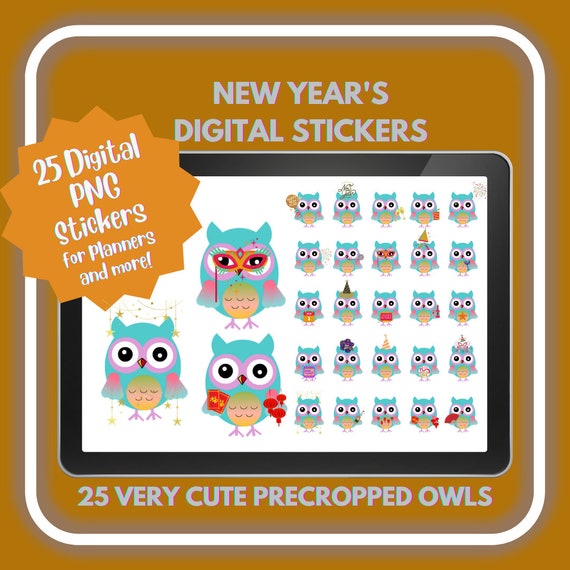 25 New Year's Digital Stickers for Digital Planners - Etsy