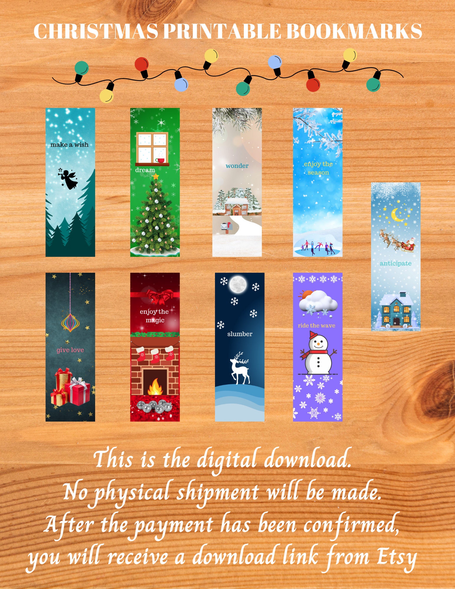 Christmas Bookmarks to Print, Printable Christmas Bookmarks, Digital ...