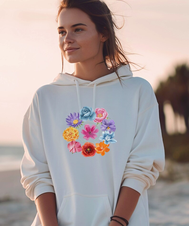 Pressed Flowers Sweatshirt, Boho Cottagecore Hoodie, Botanical Floral ...