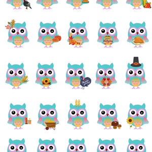 Thanksgiving Digital Owl Stickers | Digital Owl Stickers | Thanksgiving ...