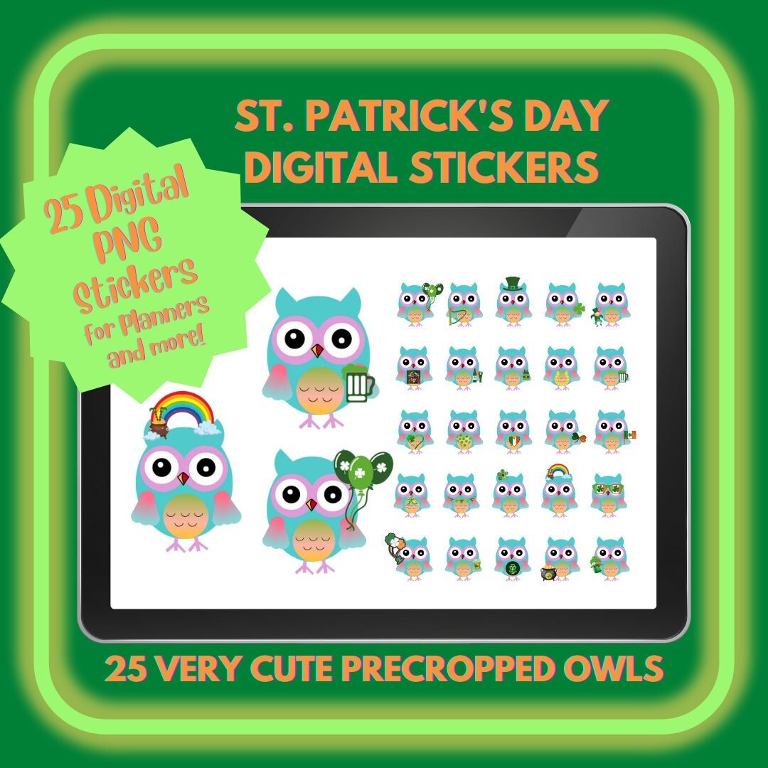 25 St. Patrick's Day Digital Stickers for Digital Planners | Digital ...