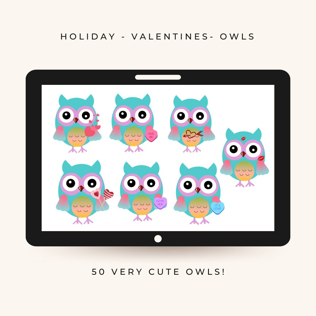 50 Valentine's Day Digital Stickers for Digital Planners | Owl Digital ...