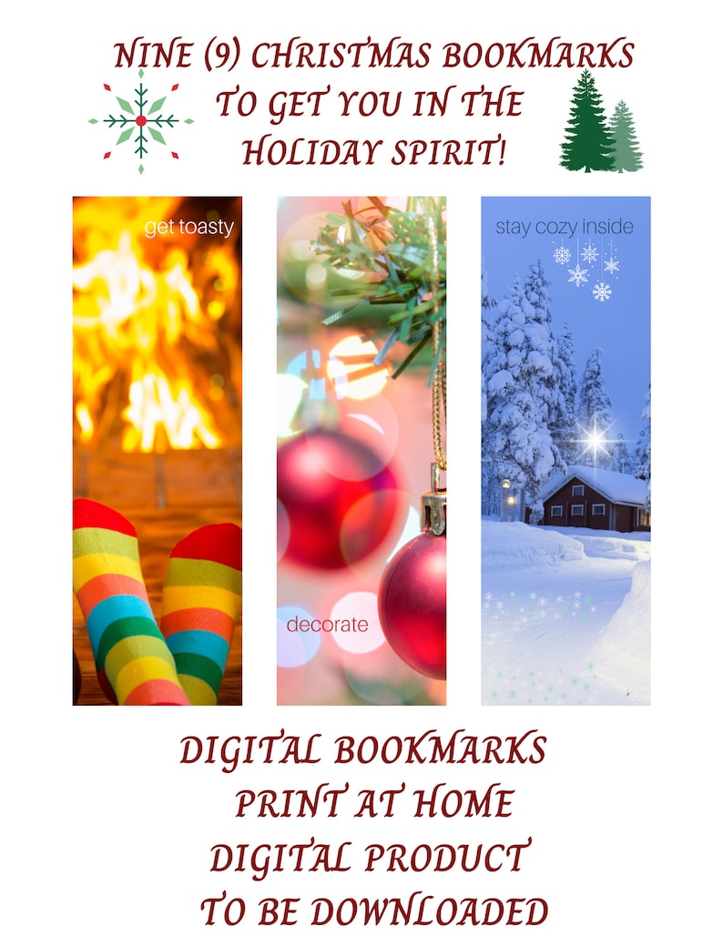 Christmas Printable Bookmarks Christmas Bookmarks to Print - Etsy